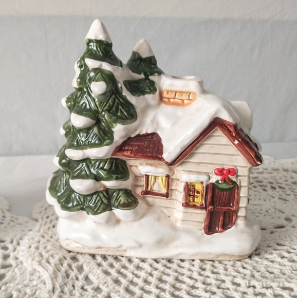 Vintage | Holiday | Vintage Ceramic Log Cabin Houses Lights Musical 96s ...